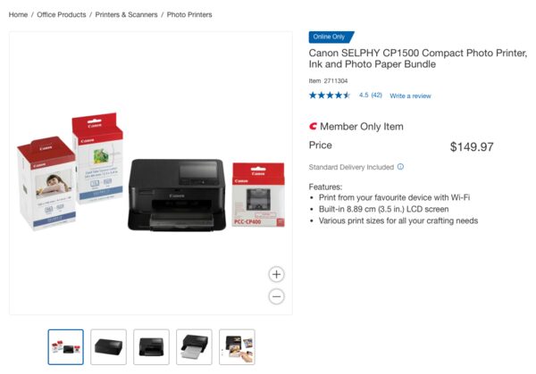 [Costco] Canon SELPHY CP1500 Compact Photo Printer, Ink and Photo Paper ...