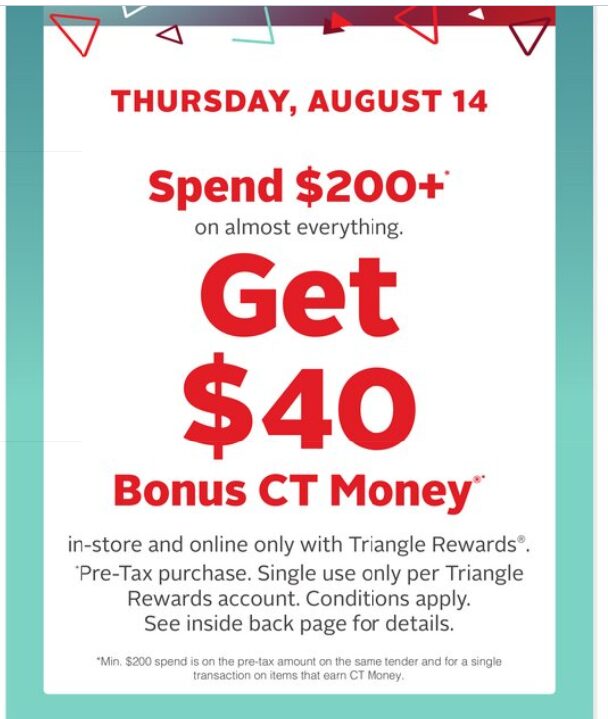 [Canadian Tire] Spend $200+ on almost everything and Get $40 Bonus CT ...