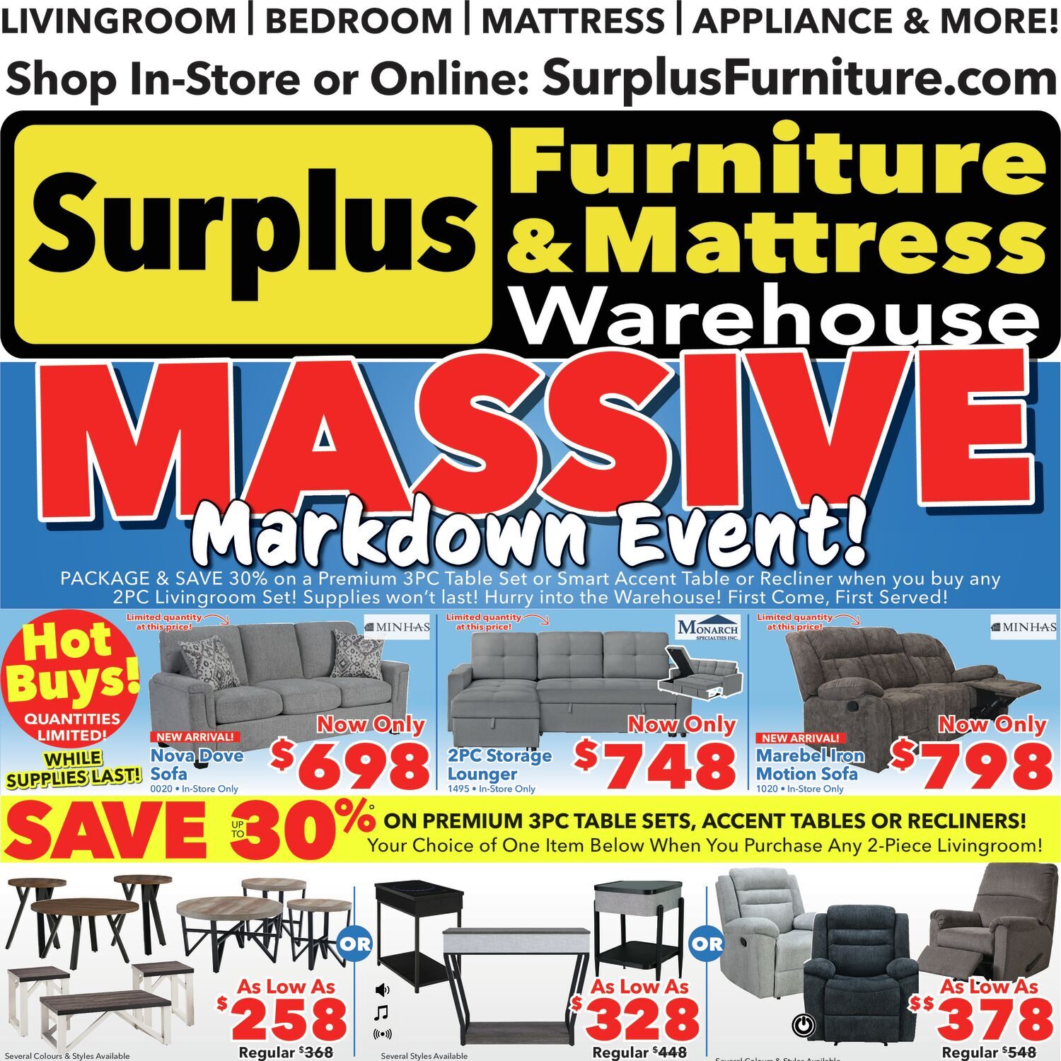 Surplus Furniture Weekly Flyer - Massive Markdown Event (SK) - Oct 6 ...