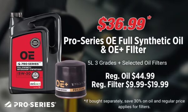 [PartSource] Pro-Series OE Full Synthetic Oil & OE+ Filter $36.99 ...