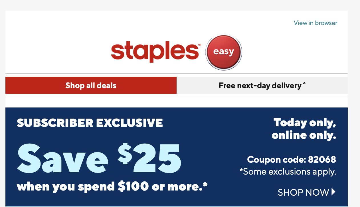 [Staples] [Black Friday] Staples Cyber Monday - $25 off $100 Coupon ...