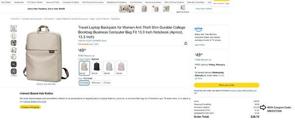 [Amazon.ca] Travel Laptop Backpack for smaller frames Anti Theft Slim ...