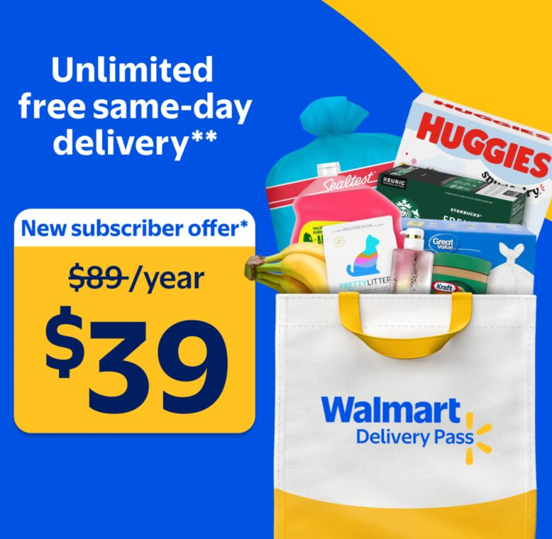 [Walmart] Walmart Annual Delivery Pass $39 (new subscribers ...