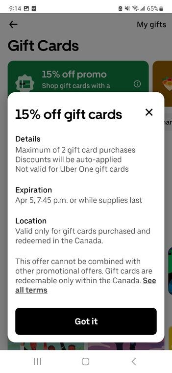 [Ubereats/Uber] Ubereats/Uber gift card 15% off is back AGAIN YMMV ...