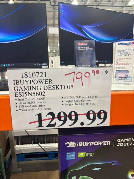 [Costco] Gaming Desktop, Intel Core i5 14400F – 16GB RAM, 1TB SSD - 8GB ...