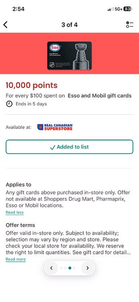 [Real Canadian Superstore] YMMV Esso Mobil gift card gets 10,000Pts for ...